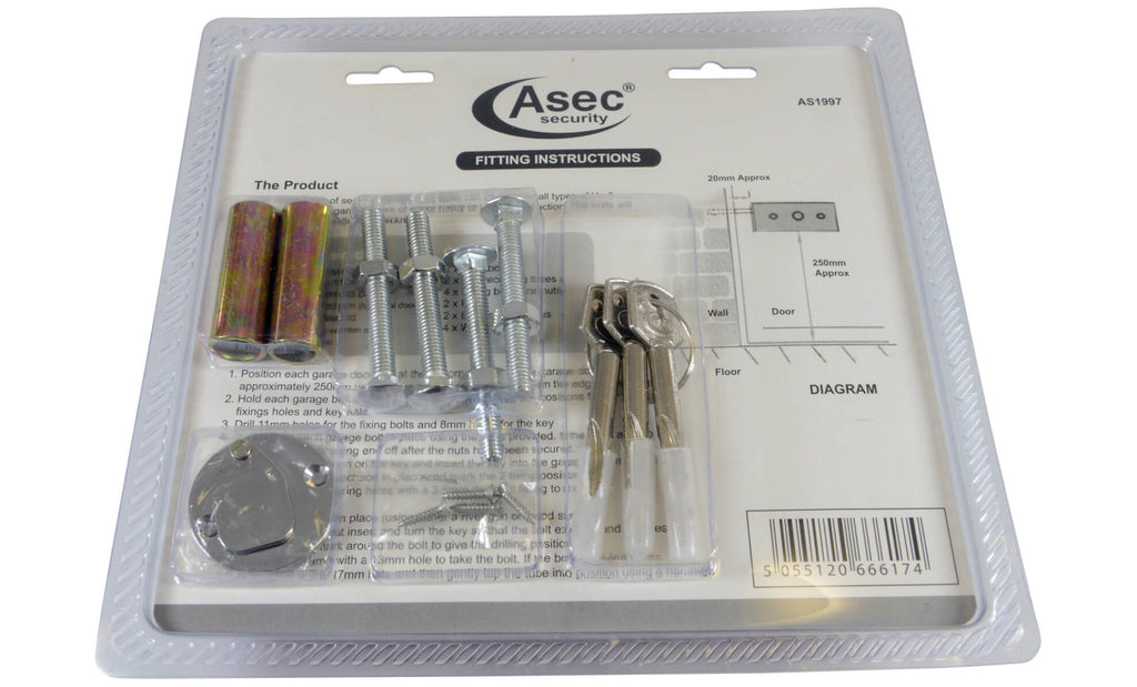 Asec Garage Door Lock Bolts - For Extra Security